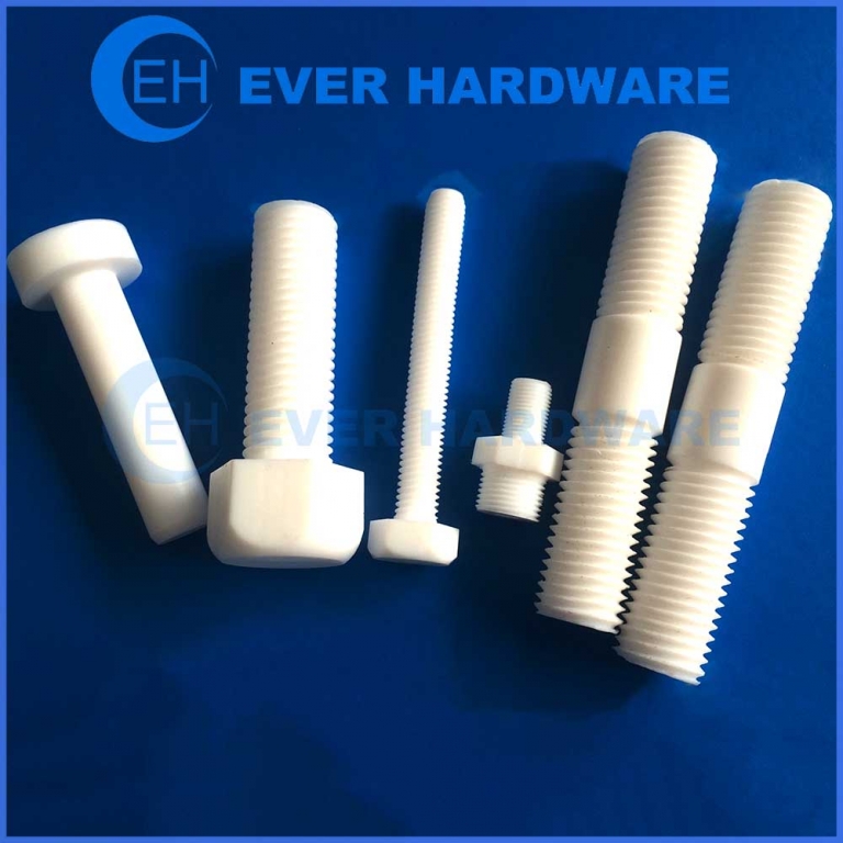 PTFE Machine Screws Threaded Colored Teflon Hexagon Head Resin Scr